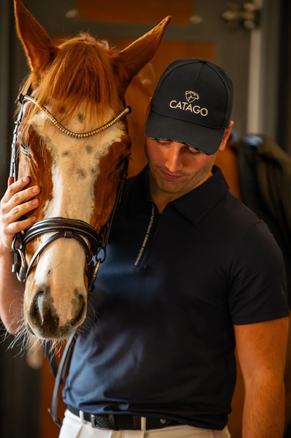 CATAGO MEN NATHAN Polo T-shirt med lynlås i halsen. Navy