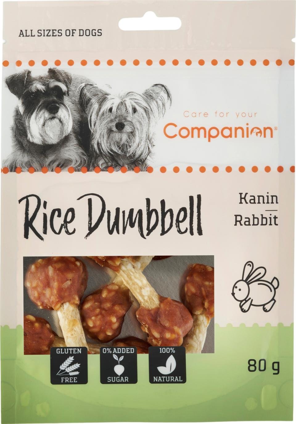 COMPANION Hundesnacks. Kanin og ris. 80g